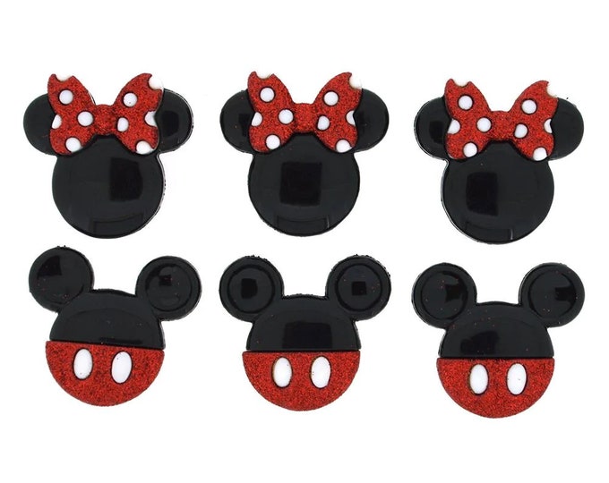 Glitter Disney Mickey & Minnie Mouse Head Shank Back Buttons - Etsy
