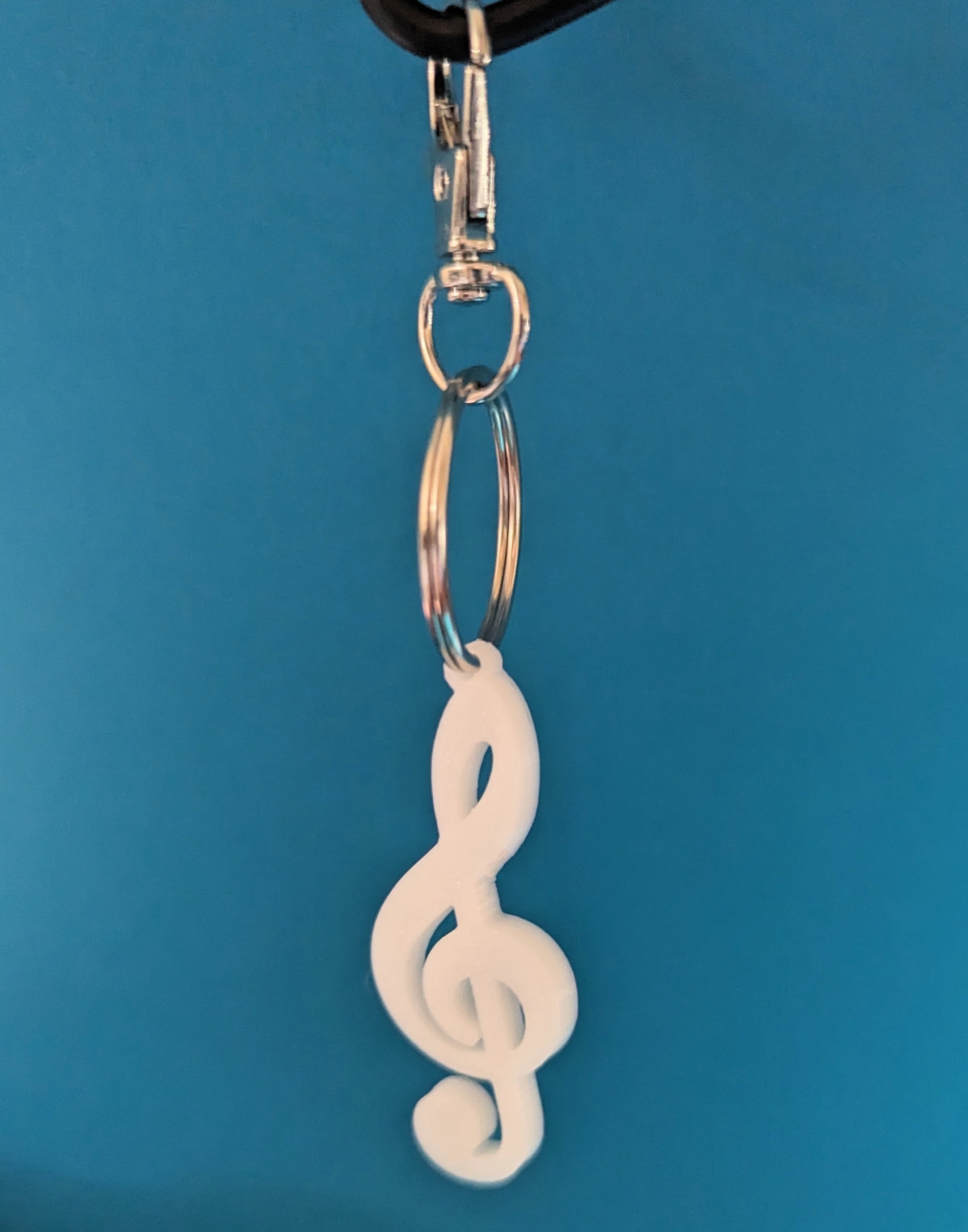 White 3D Printed Treble Clef Keychain - Etsy