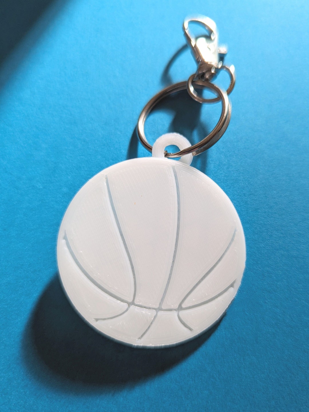 White 3D Printed Basketball Keychain - Etsy