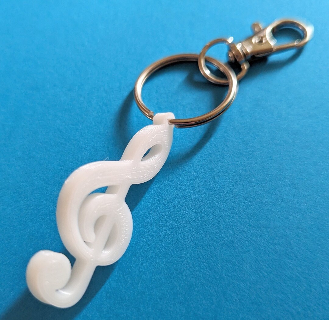 White 3D Printed Treble Clef Keychain - Etsy