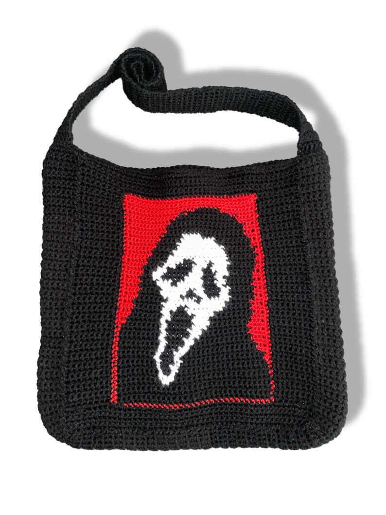 Ghostface scream Horror Movie Inspired Crochet Tapestry Tote Bag - Etsy