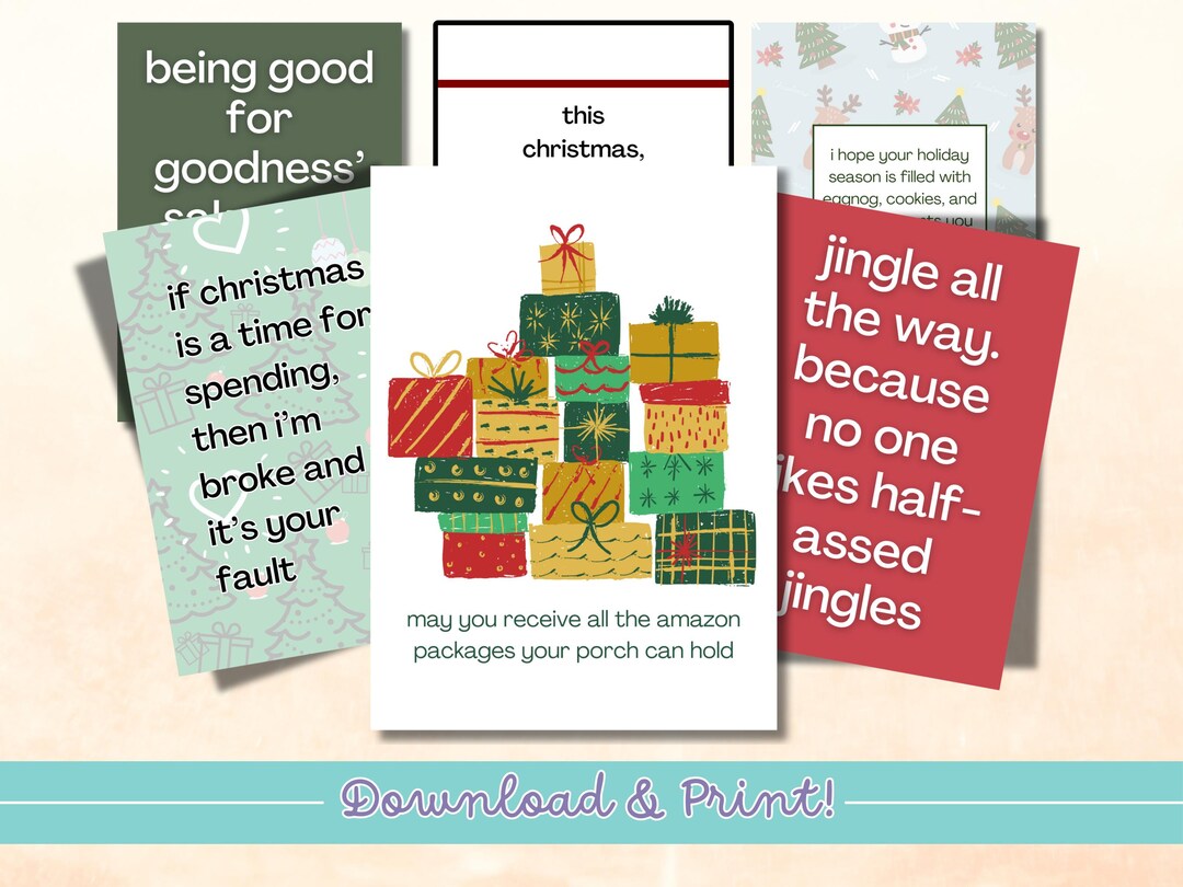 Christmas Card Bundle Printable Christmas Cards Funny Cards for Friends ...