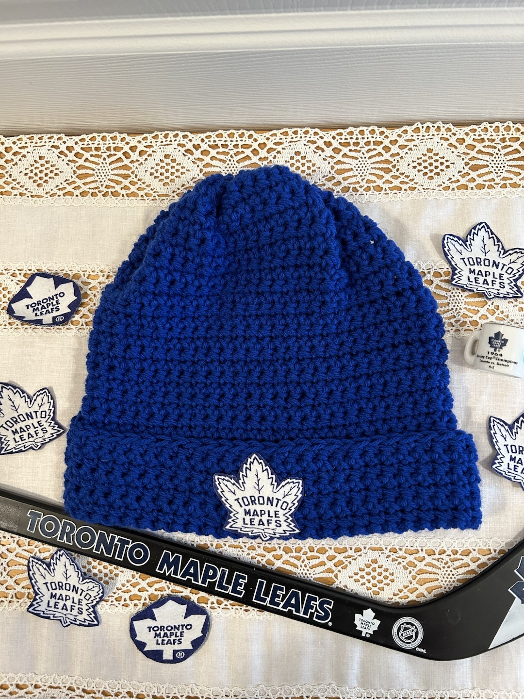 MAPLE LEAFS TOQUE Hat Blue or White Crocheted Fan Favourite - Etsy