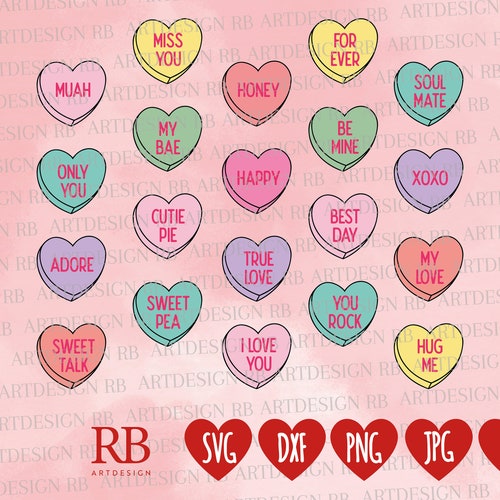 Conversation Hearts Svg/png/dxf/jpeg/ai Files for Cricut | Etsy