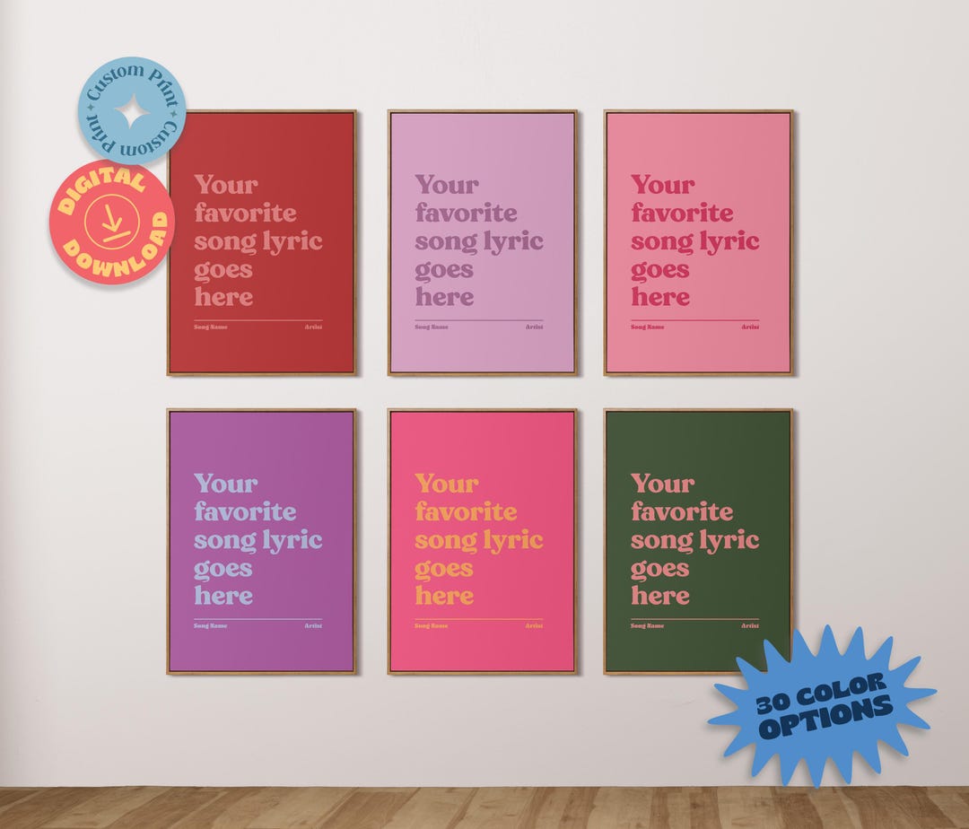Custom Favorite Lyric Poster, Printable Song Lyric Poster, Song Lyric ...