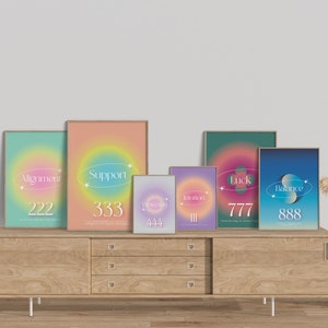 Angel Numbers Aura Printable Poster Bundle, Aesthetic Room Decor ...