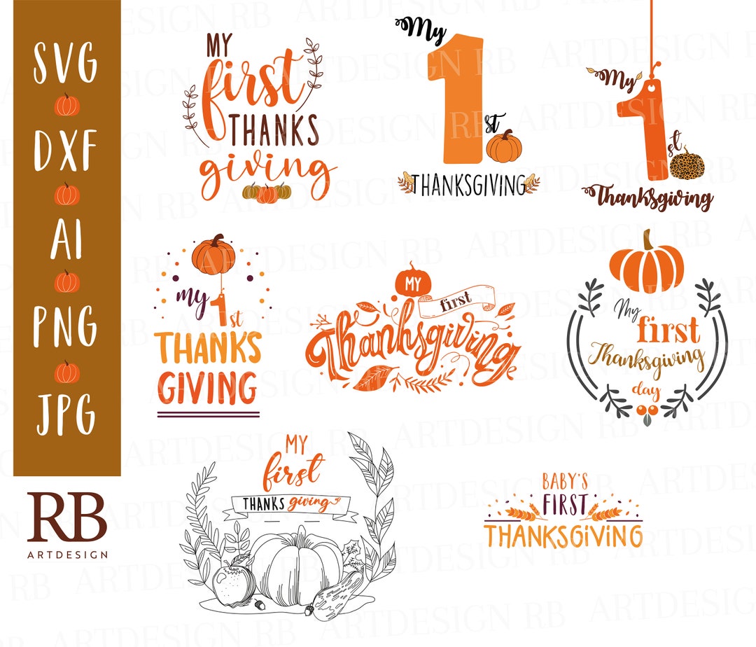 My First Thanksgiving SVG Bundle: Cricut & Silhouette Designs (digital ...