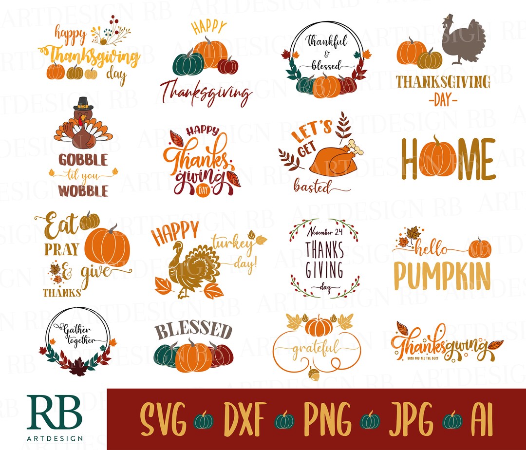Thanksgiving Svg Bundle, Sublimation for Thanksgiving, Thankful Svg ...