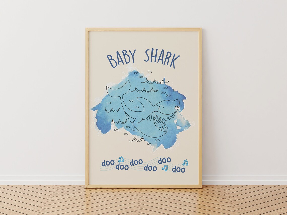 Baby Shark Watercolor Printable Poster Bundle Baby's Room - Etsy