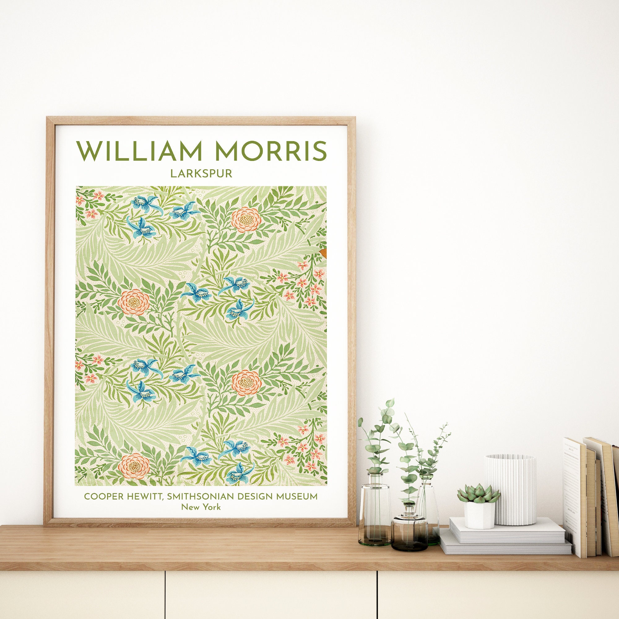 William Morris Poster Art Nouveau Poster Green Larkspur II | Etsy