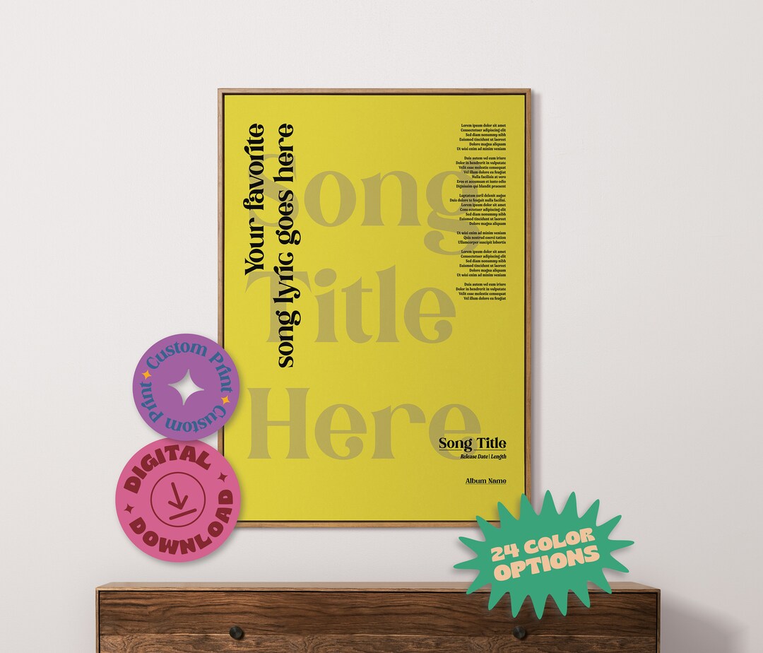 Custom Song Lyric Poster: Swiss Style Wall Art (digital Download) - Etsy