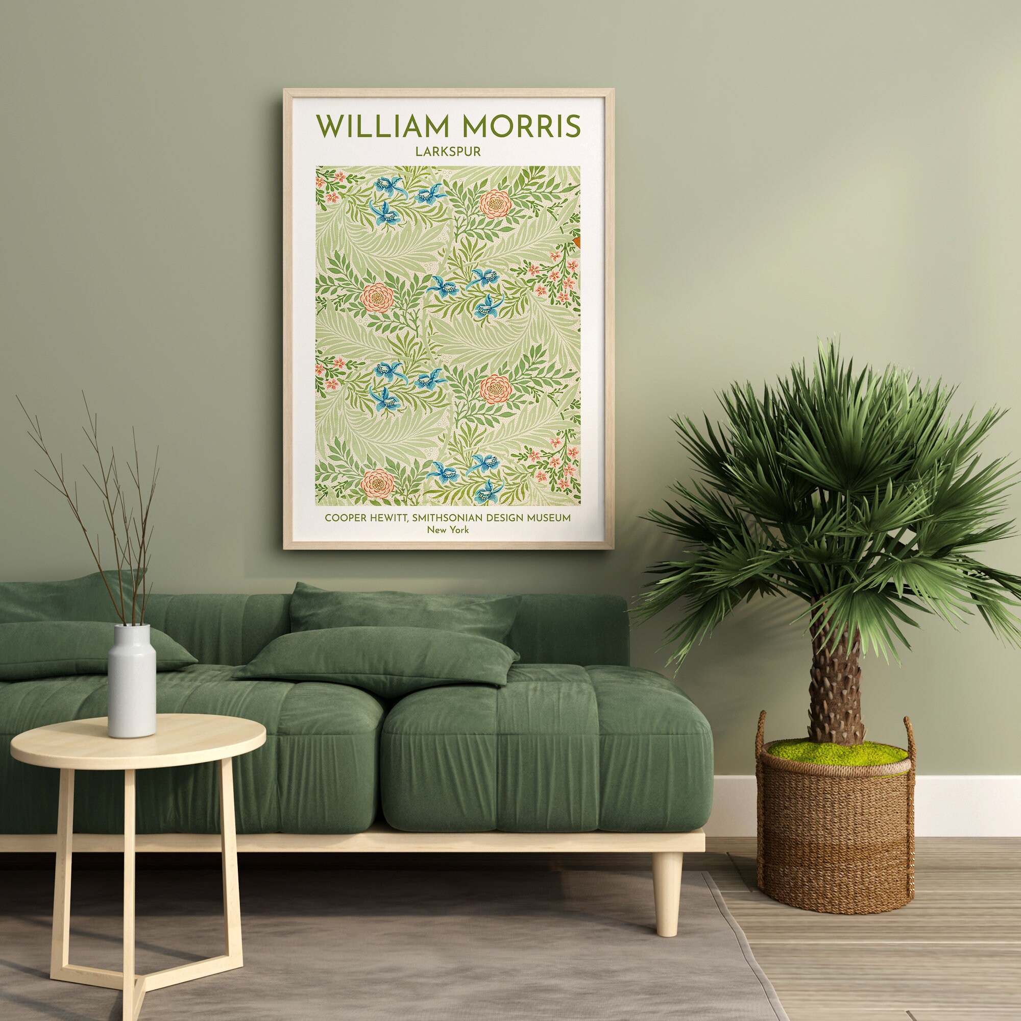 William Morris Poster, Art Nouveau Poster, Green Larkspur II Print ...