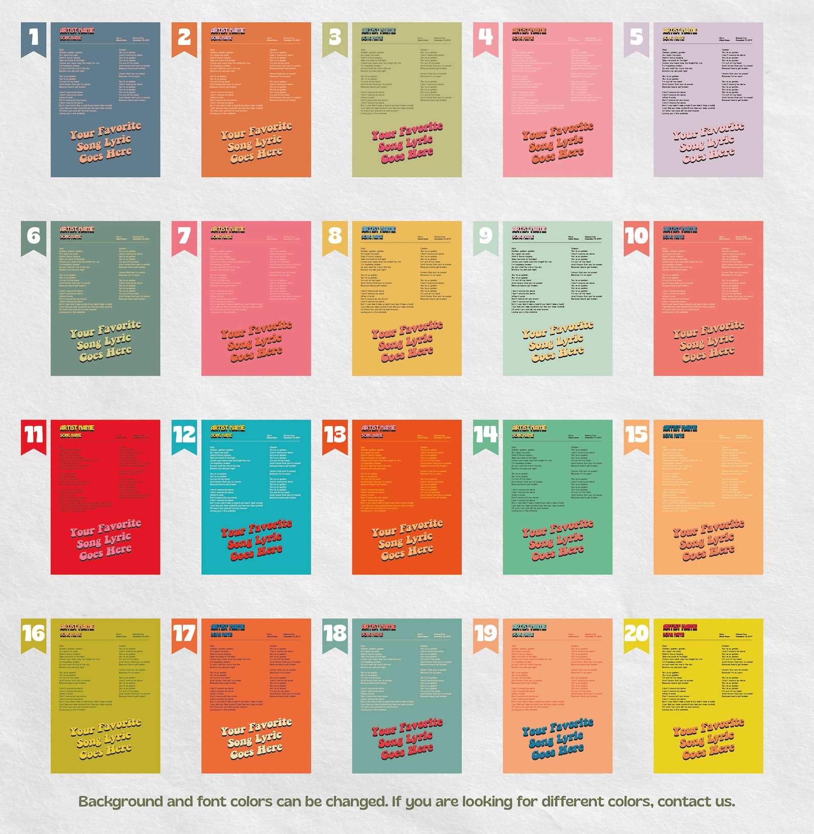 Choose Your 3D Song Lyric Poster Printable Lyric Poster - Etsy