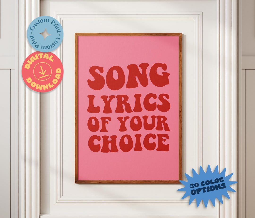 Custom Favorite Lyric Poster, Printable Song Lyric Poster, Song Lyric ...