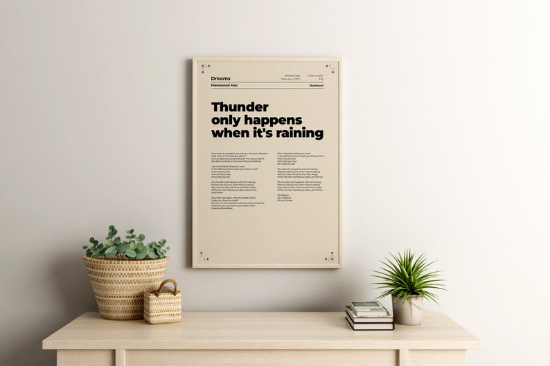Digital Song Lyrics Poster Printable Lyric Poster Song Lyric - Etsy