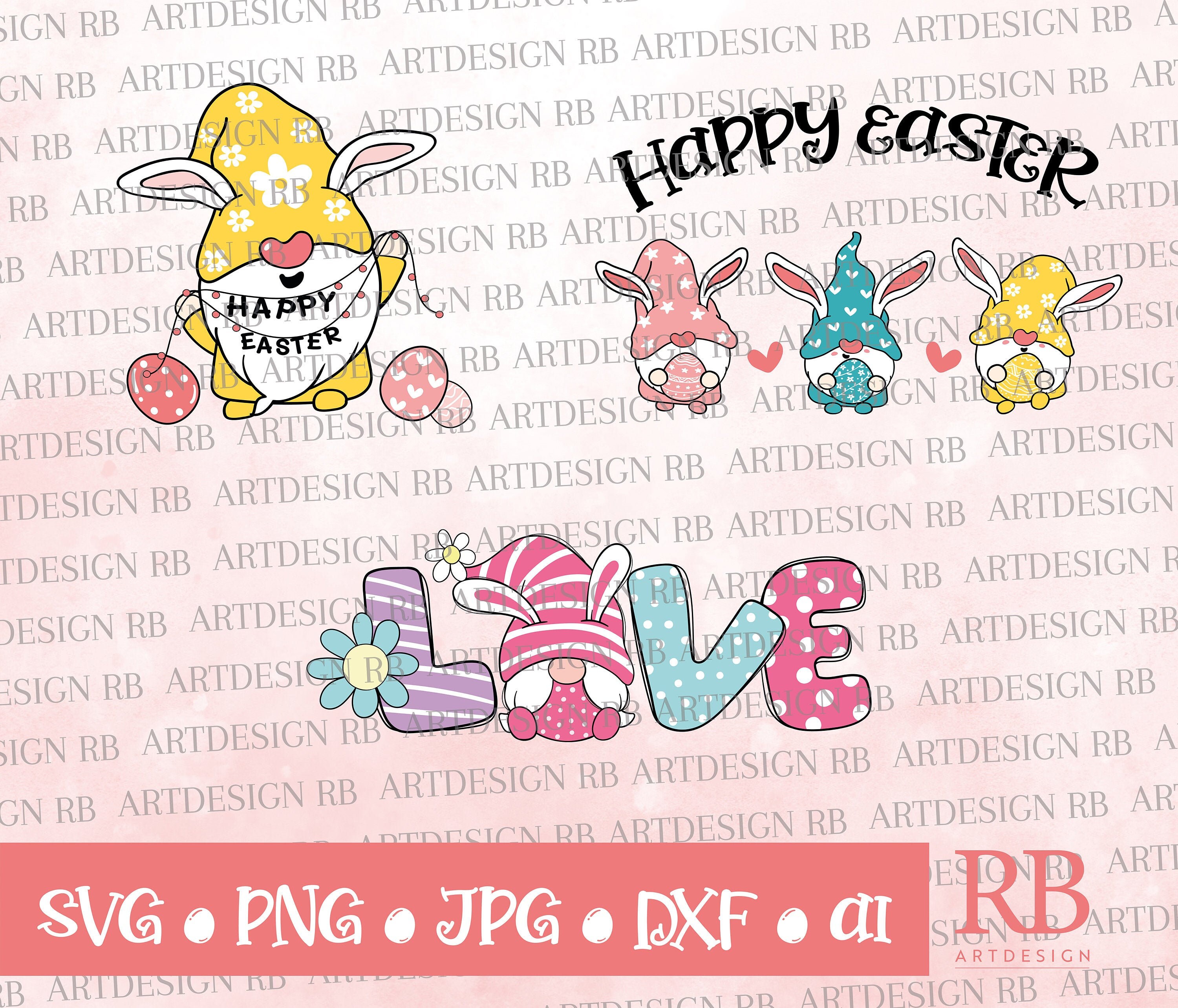 Happy Easter Gnomes Svg Bundle Easter Gnomes - Etsy