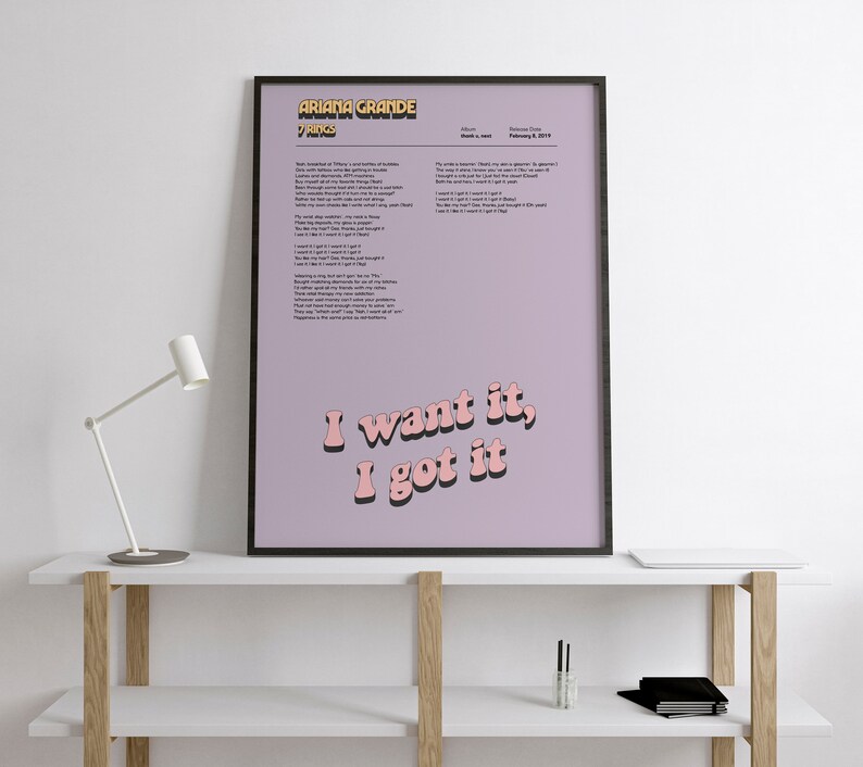 Custom Song Lyric Poster, Personalized Groovy Wall Art, Favorite Lyric ...