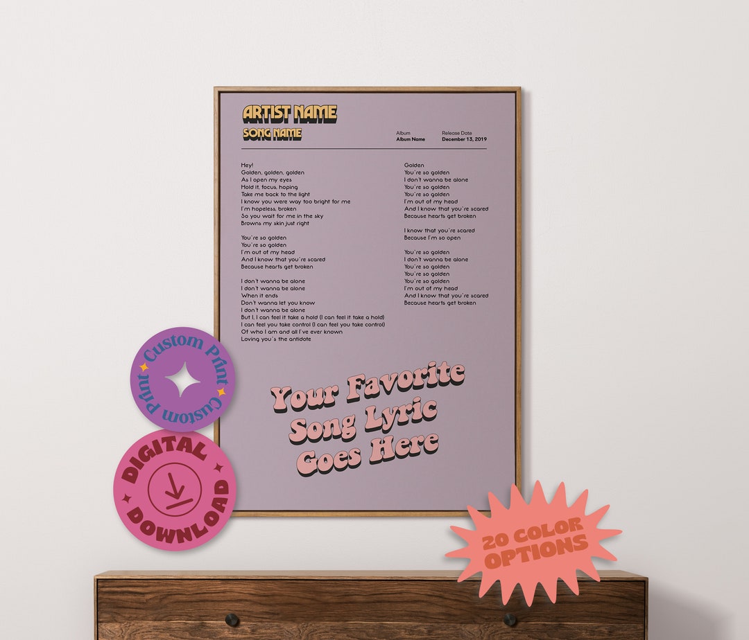 Benutzerdefinierte Groovy Songtexte Poster, druckbare Lyrik Poster ...