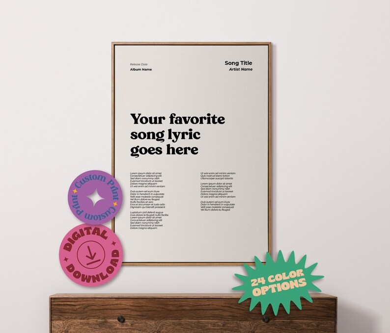 Custom Swiss Style Lyrics Poster Printable Lyric Poster Song - Etsy