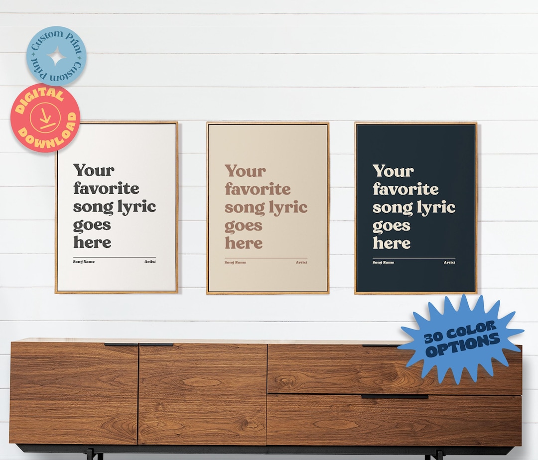 Custom Favorite Lyric Poster, Printable Song Lyric Poster, Song Lyric ...