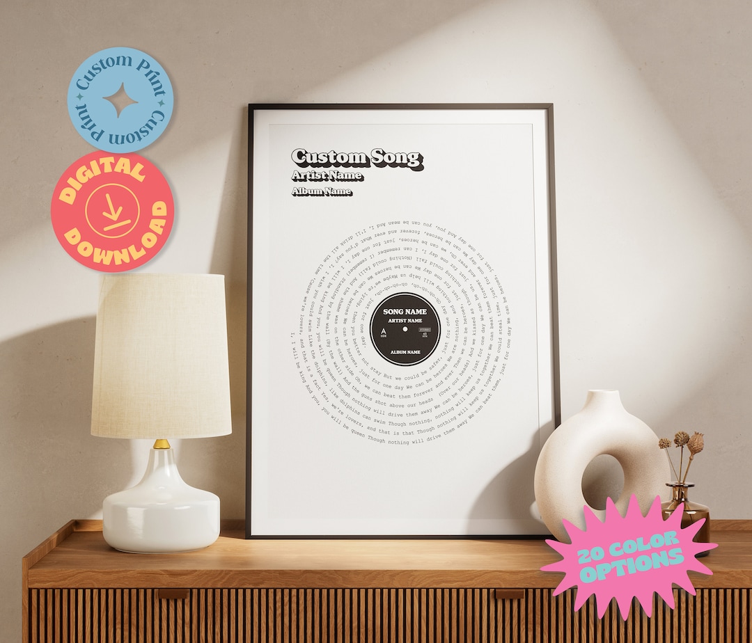 Custom Vinyl Lyrics Print, Printable Anniversary Gift, Custom Music ...