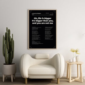 Digital Song Lyrics Poster, Printable Lyric Poster, Song Lyric Wall Art ...