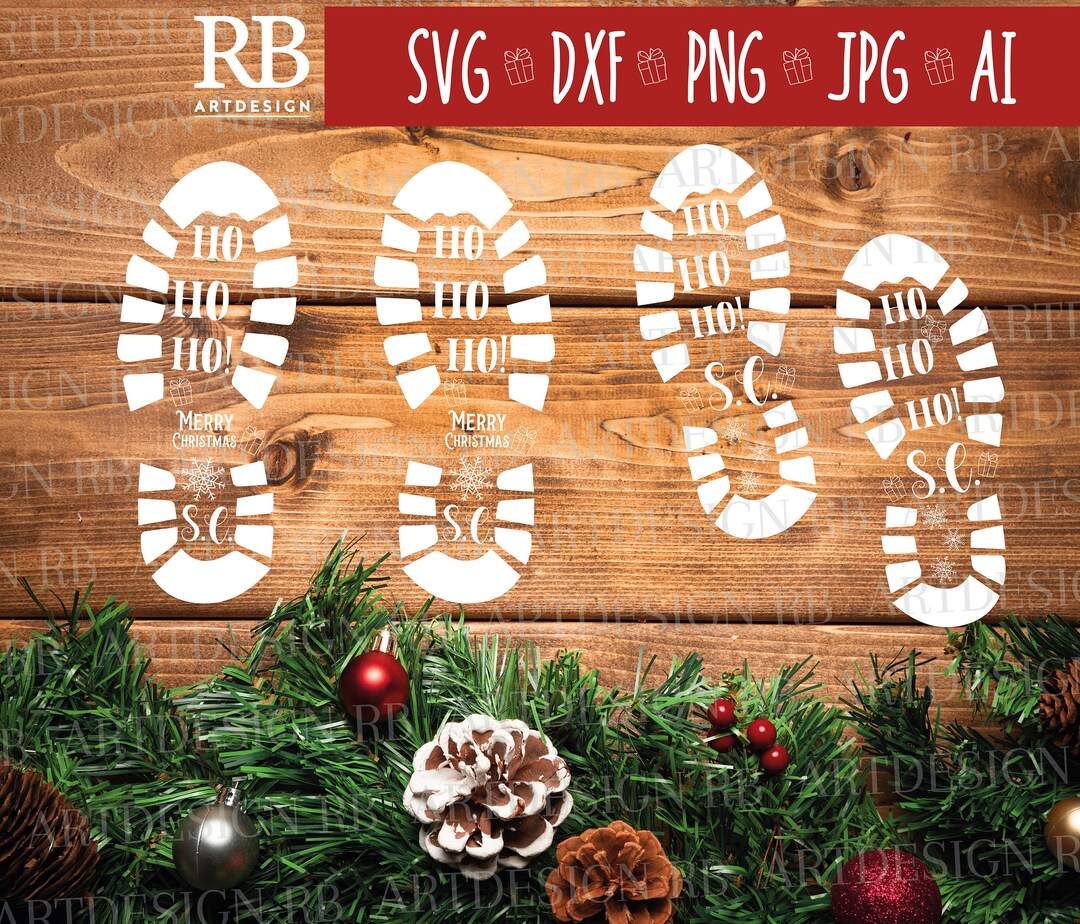 Santa Footprint SVG Bundle: Christmas Boot Design (digital Download) - Etsy