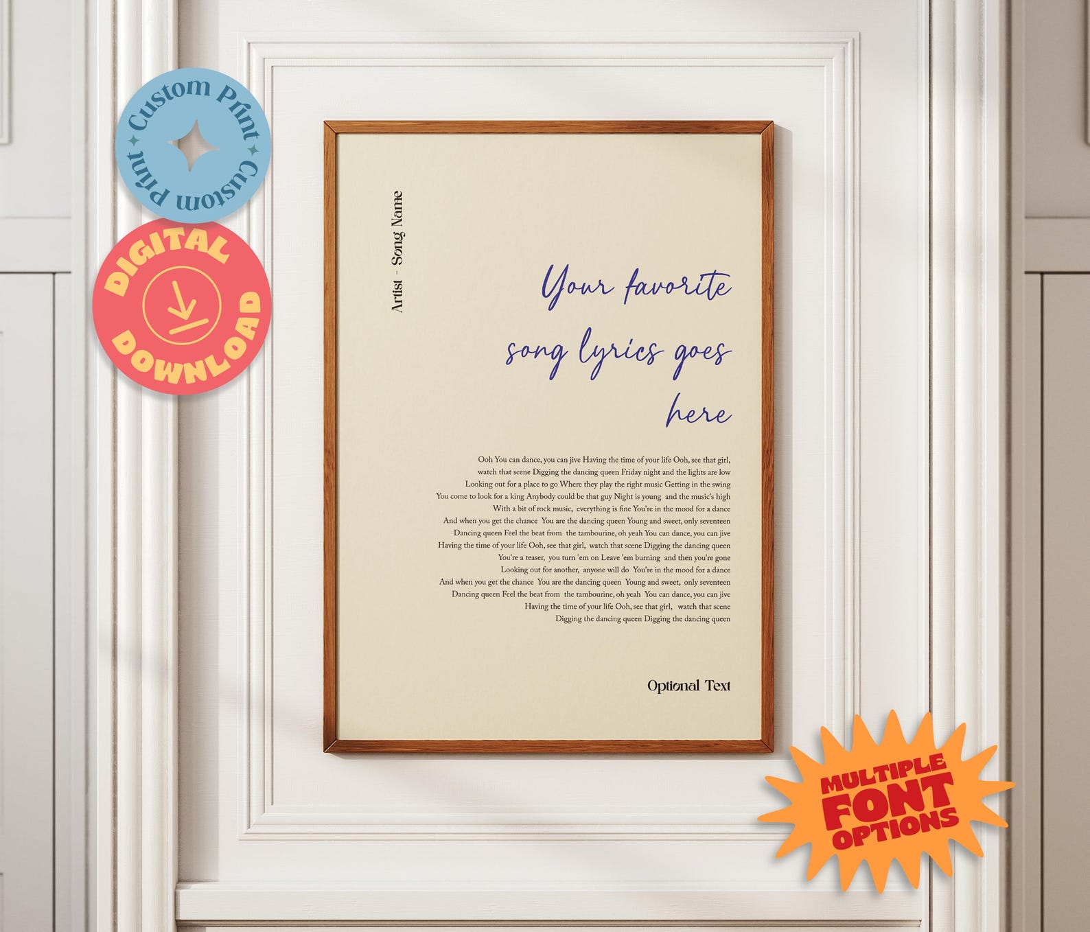 Personalized Song Lyrics Poster, Printable First Dance Wedding Gift ...