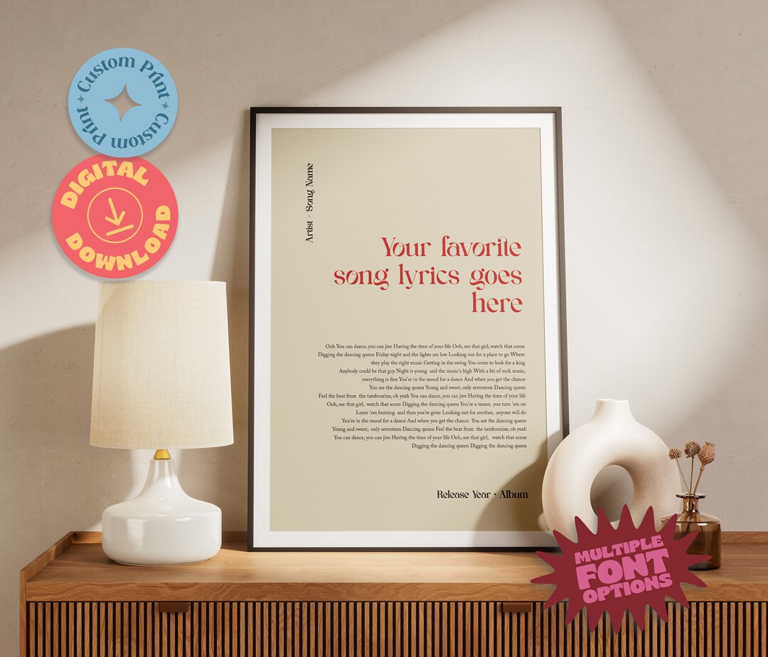 Personalized Lyrics Poster, Printable Wedding Song Gift, Personalised ...