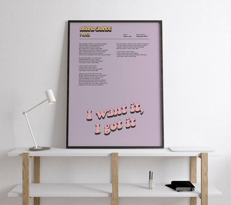 Custom Song Lyric Poster: Retro Music Wall Art (digital Download) - Etsy