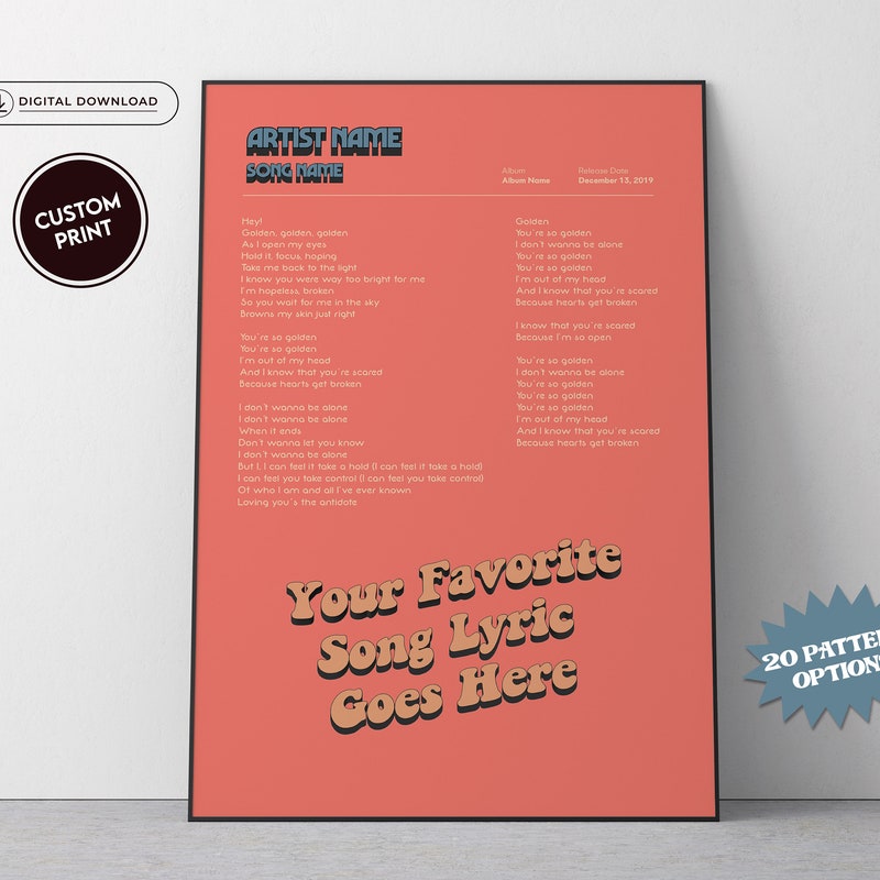Lyric Poster - Etsy UK