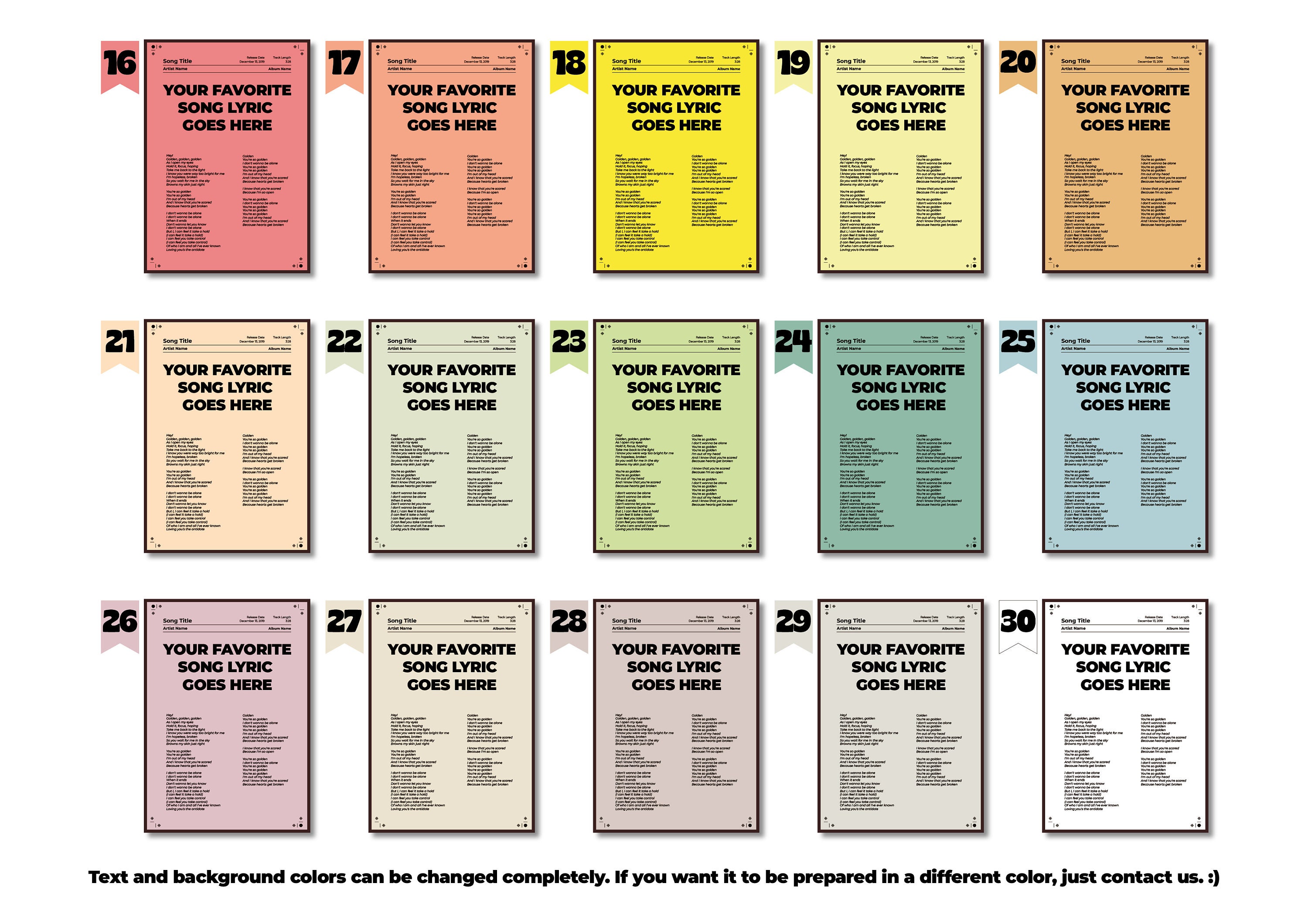 Custom Digital Lyric Poster Printable Lyric Poster Song | Etsy