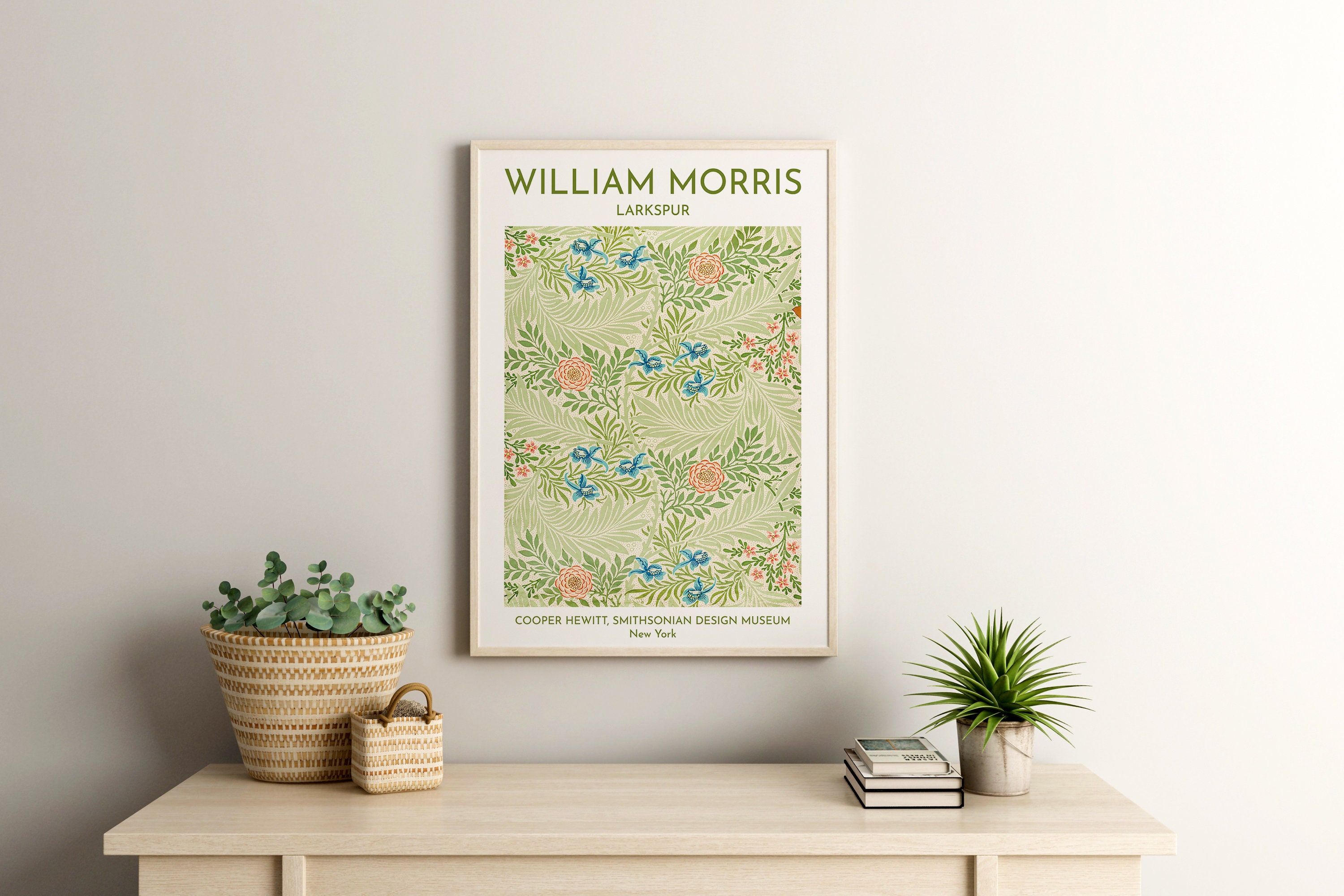 William Morris Poster Art Nouveau Poster Green Larkspur II | Etsy