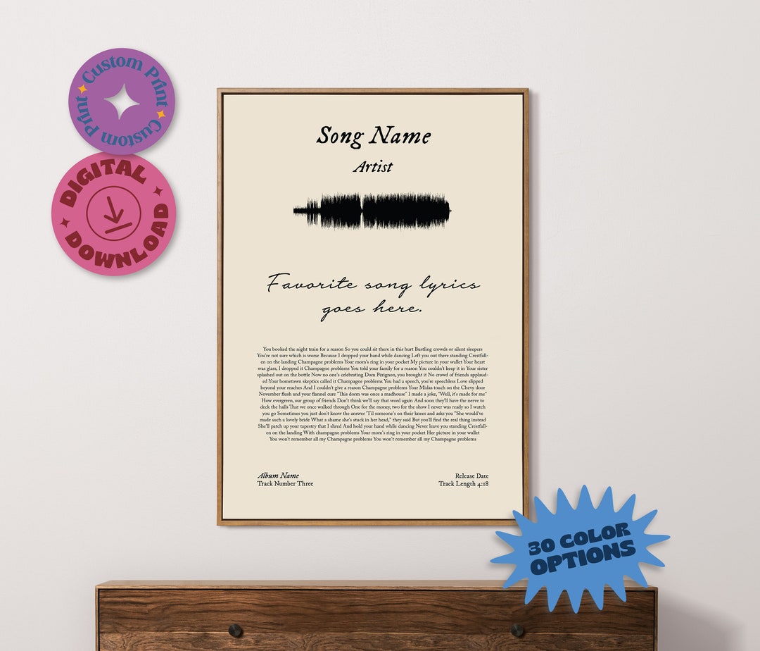 Custom Song Lyrics Soundwave Poster, Printable Lyric Poster, Soundwave ...