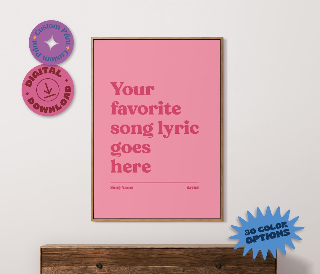 Custom Favorite Lyric Poster, Printable Song Lyric Poster, Song Lyric ...