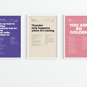 Digital Song Lyrics Poster, Printable Lyric Poster, Song Lyric Wall Art ...