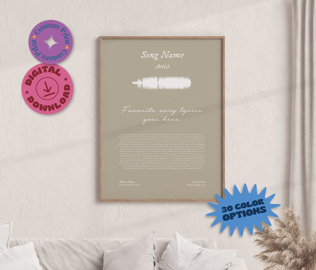 Custom Song Lyrics Soundwave Poster, Printable Lyric Poster, Soundwave ...