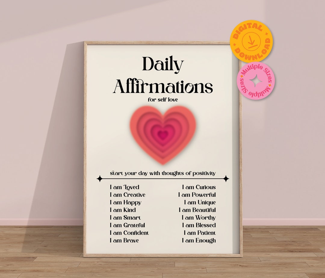 Daily Affirmations Printable Poster Affirmation Print Mental - Etsy