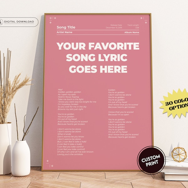 Song Lyric Art - Etsy
