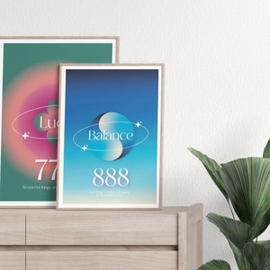 Angel Numbers Aura Printable Poster Bundle, Aesthetic Room Decor ...