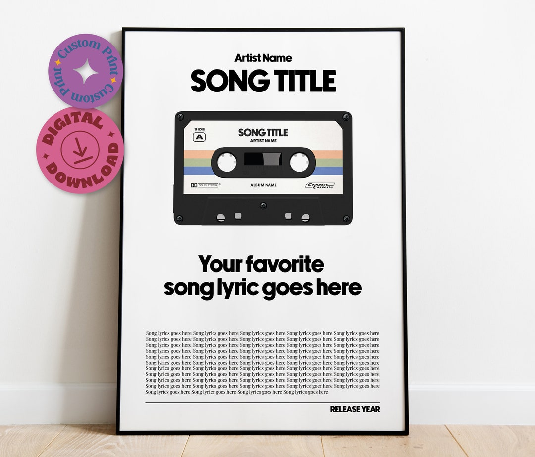 Custom Cassette Tape Poster | Personalized Song Art | Retro Music Print ...