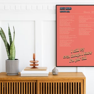 Custom Song Lyric Poster, Personalized Groovy Wall Art, Favorite Lyric ...
