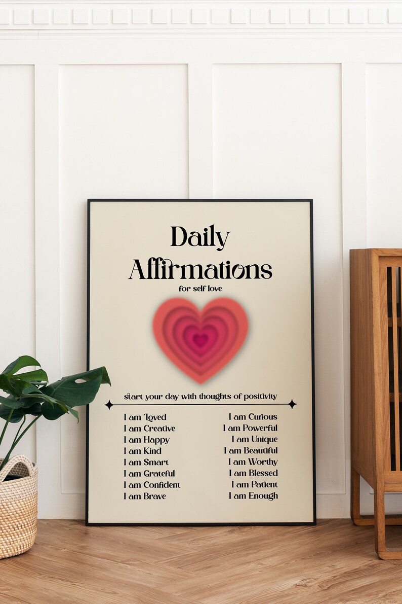 Daily Affirmations Printable Poster, Affirmation Print, Mental Health ...