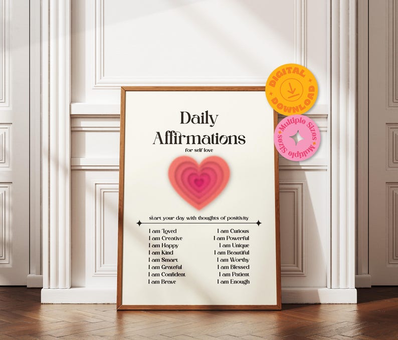Daily Affirmations Printable Poster, Affirmation Print, Mental Health ...