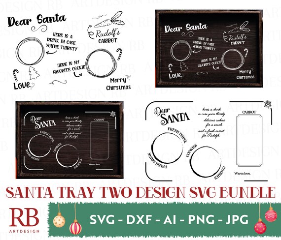 Santa Tray Bundle SVG/PNG/DXF/Jpeg Files Two Design Included | Etsy
