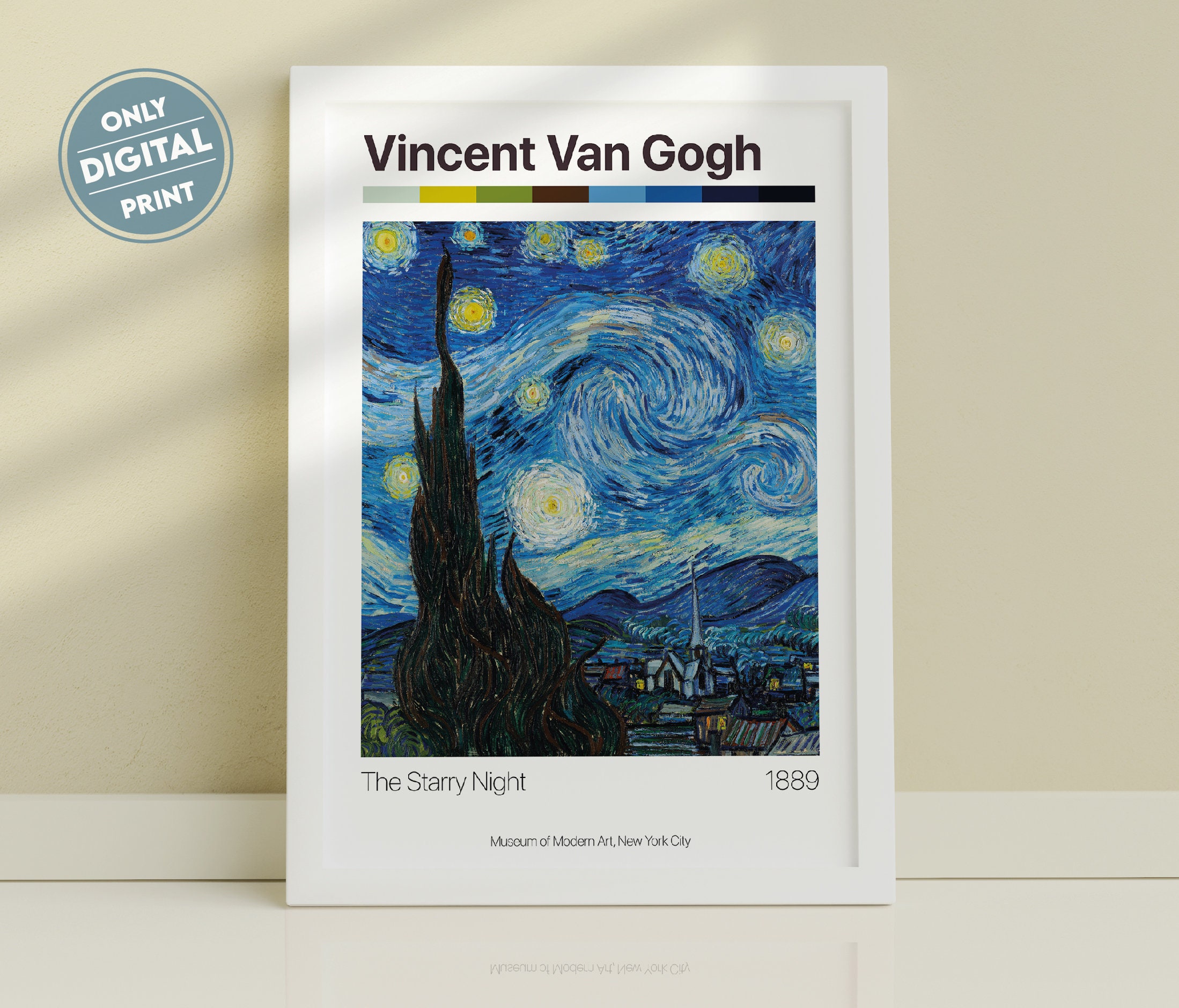 The Starry Night Digital Print Exhibition Poster Vincent Van | Etsy