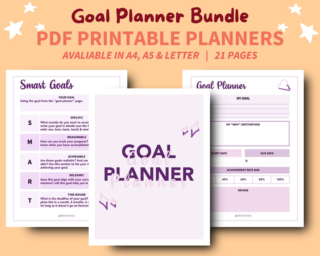 Purple Goal Printable Planner Manifestation Goal Tracker Dream Journal ...