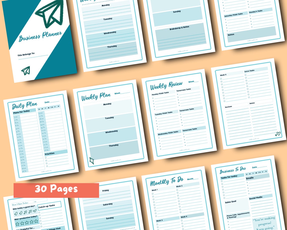 Business Printable Planner Pages Business Plan Content Planner Creative ...