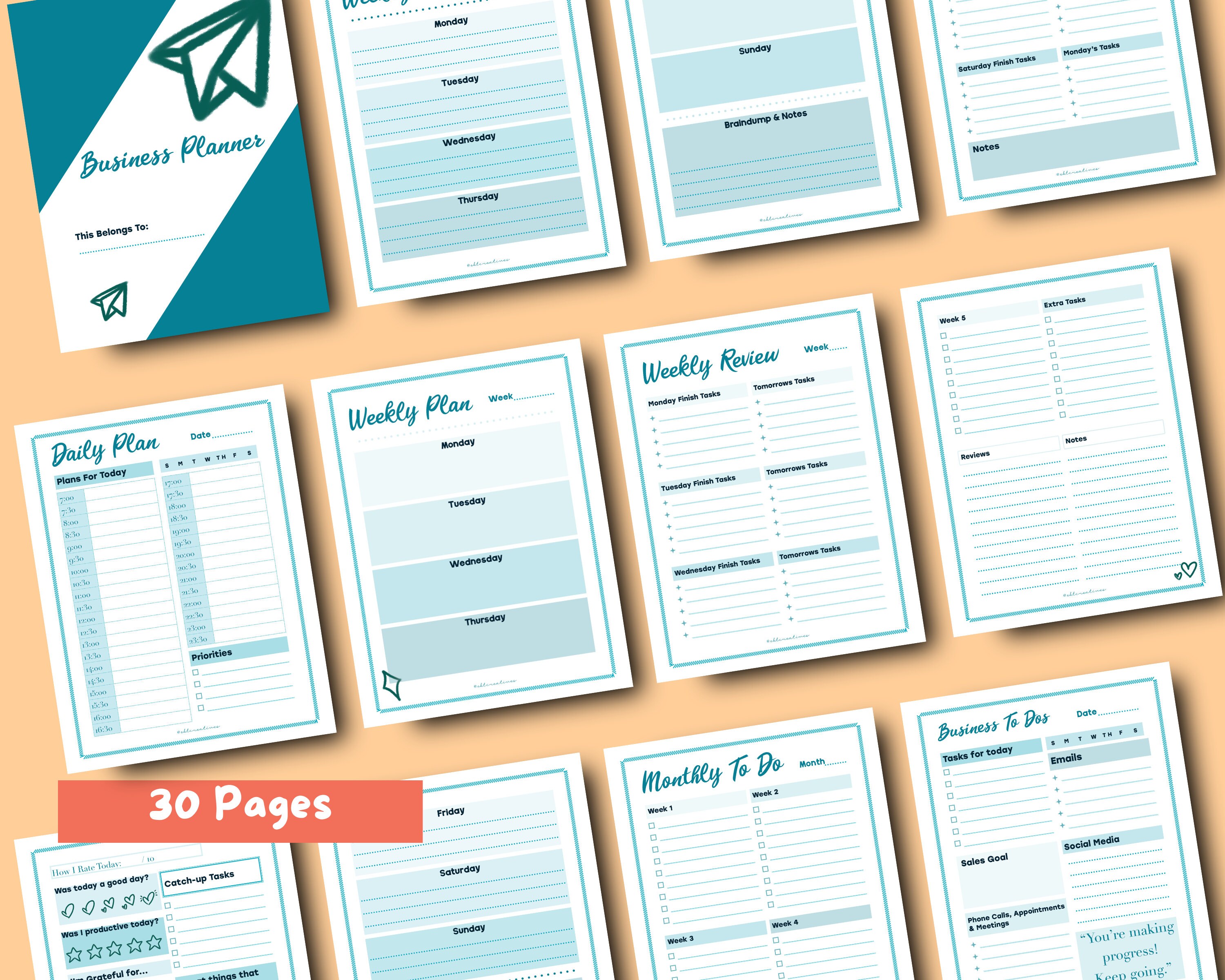 Business Printable Planner Pages Business Plan Content Planner Creative ...