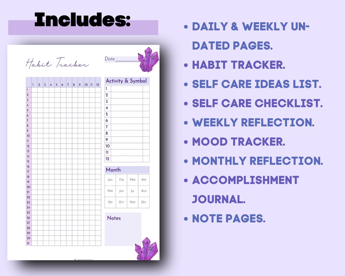 Habit Tracker Printable Mood Tracker Printable Digital Habit Tracker ...